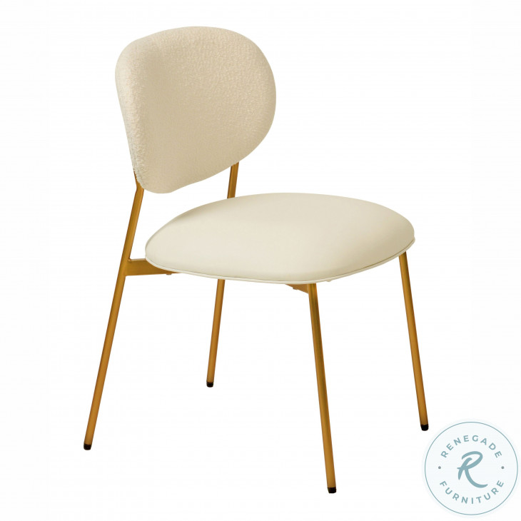 McKenzie Cream Boucle And Vegan Leather Stackable Dining Chair Set of 2 ...