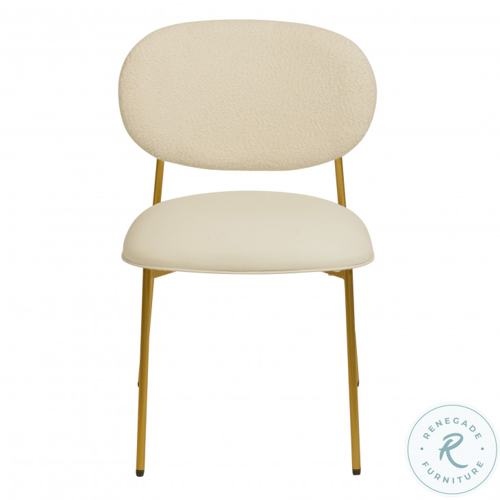McKenzie Cream Boucle And Vegan Leather Stackable Dining Chair Set of 2 ...