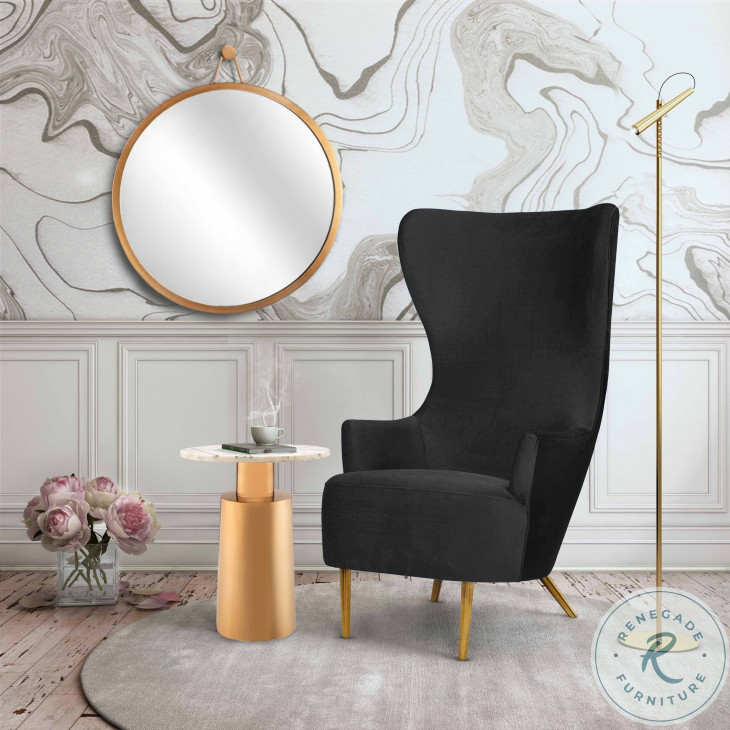 Julia Black Velvet Wingback Chair From TOV | Coleman Furniture