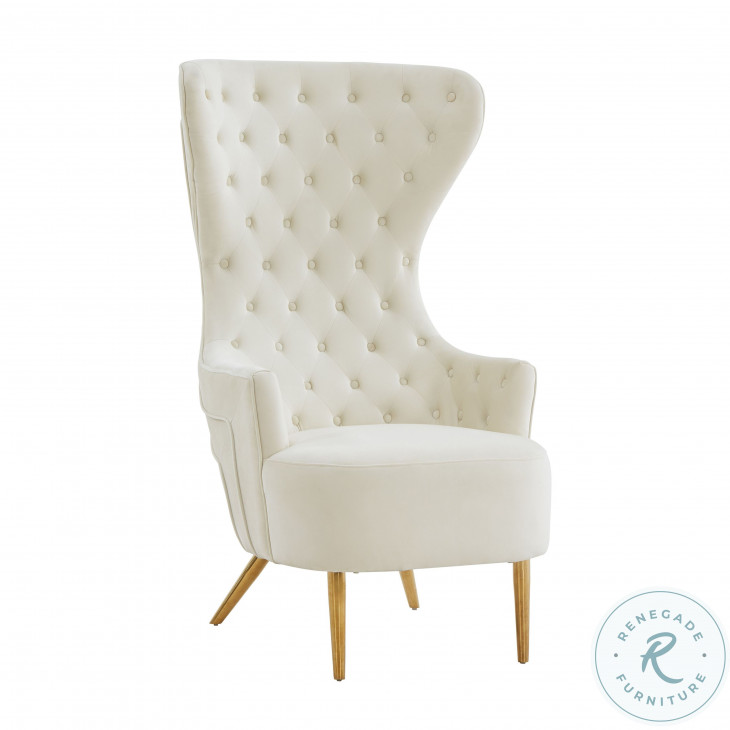Jezebel Cream Velvet Wingback Chair From TOV | Coleman Furniture