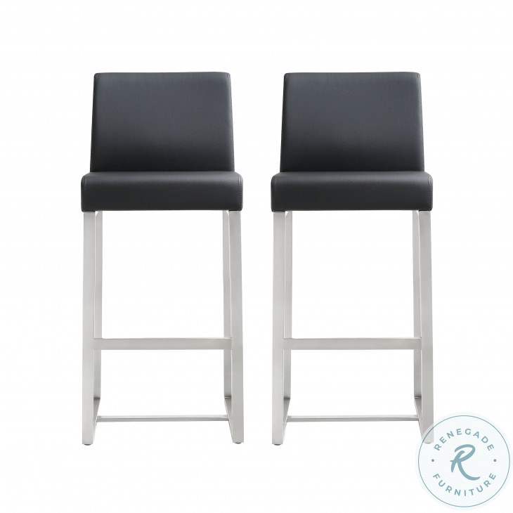 Denmark Black Stainless Steel Counter Stool Set of 2 from TOV | Coleman ...