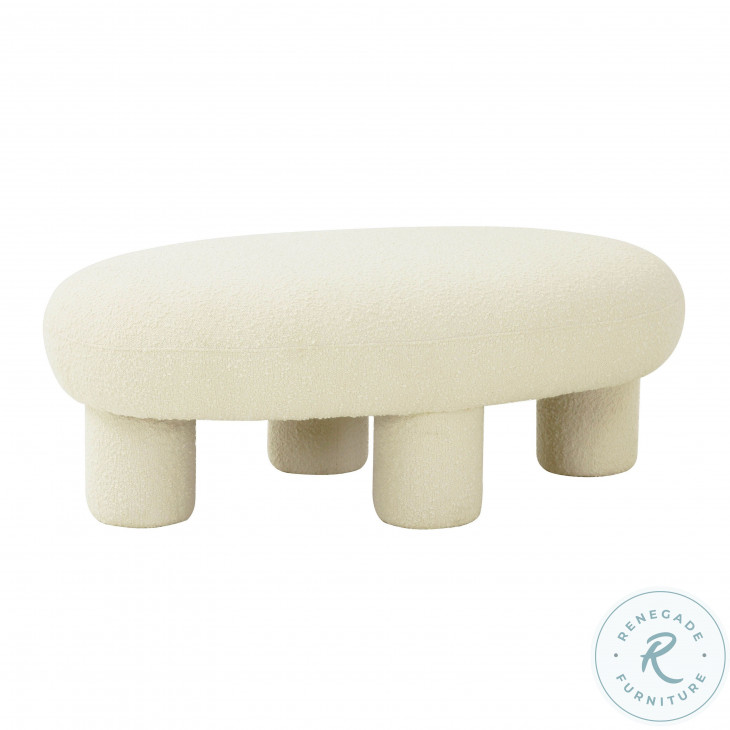 Discus Cream Boucle Ottoman from TOV | Coleman Furniture