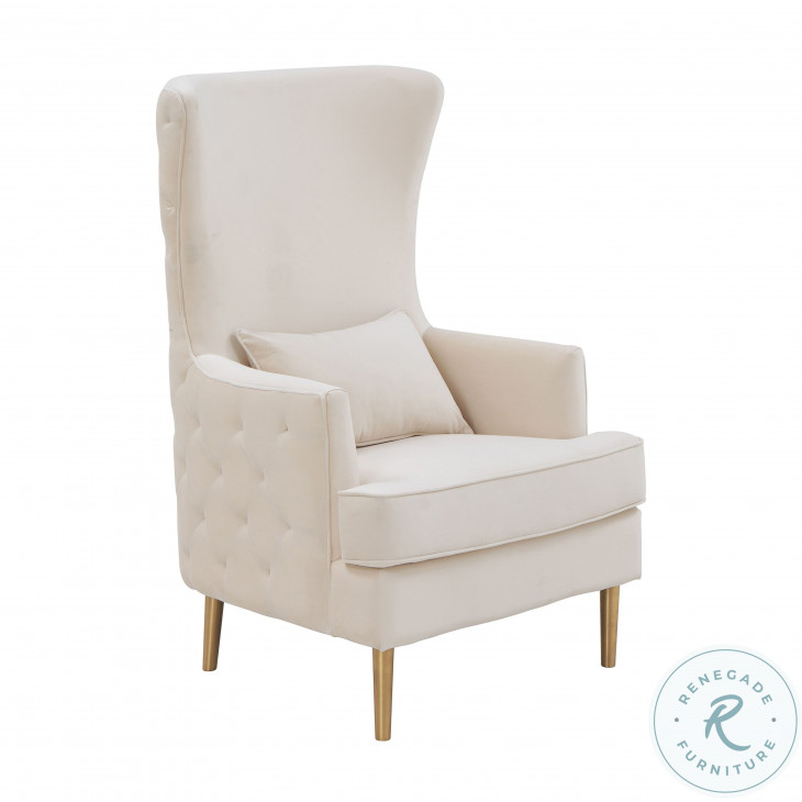 Alina Cream Tall Tufting Wingback Chair from TOV | Coleman Furniture