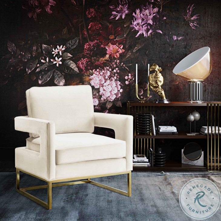 Avery Cream Velvet Chair from TOV | Coleman Furniture