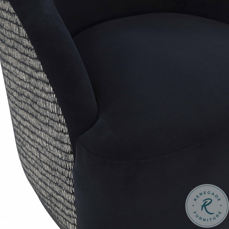 Reese Black Velvet Swivel Chair From TOV | Coleman Furniture