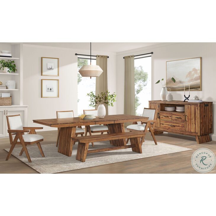 Vantage Organic Spice Acacia Trestle Extendable Dining Table From ...