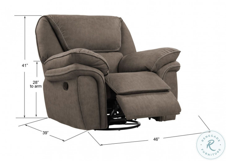 Baker Gray Brown Swivel Gliding Recliner | HomeGalleryStores.com | U510460