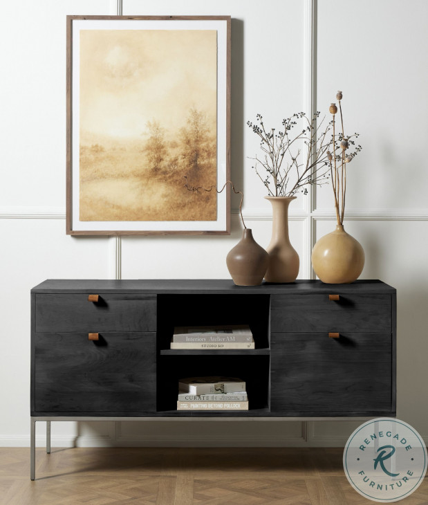 Trey Black Wash Modular Filing Credenza from Four Hands | Coleman Furniture