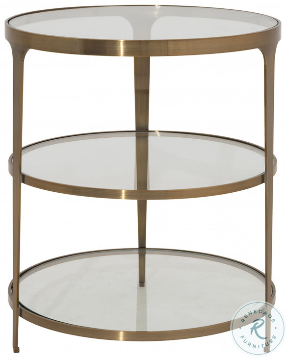 Vienna Antique Brass Three Tier Glass Top Round End Table From Worlds ...