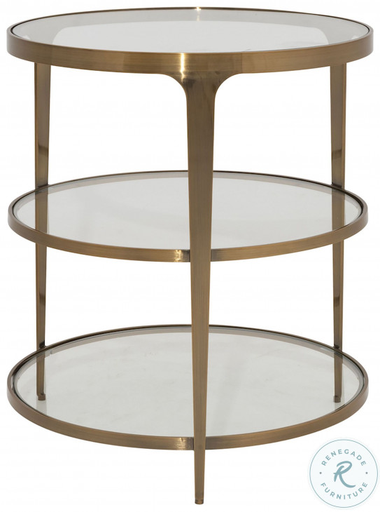 Vienna Antique Brass Three Tier Glass Top Round End Table From Worlds ...