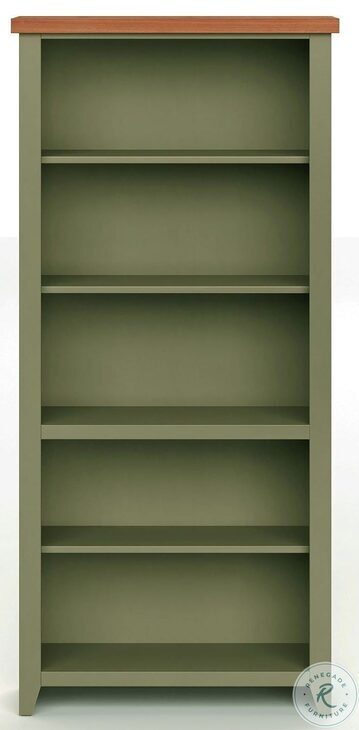 Vineyard Sage Green And Fruitwood High 5 Shelf Bookcase From Legends ...