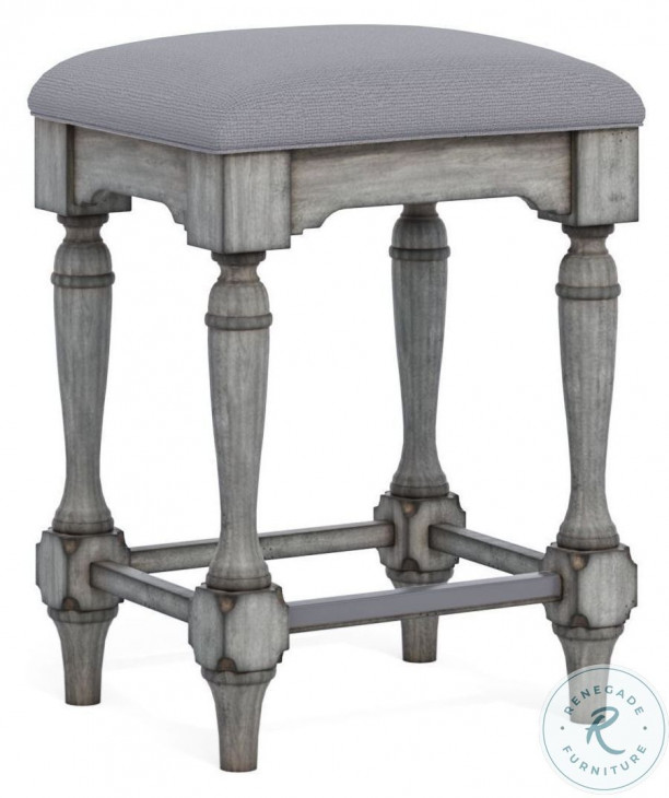 Plymouth Distressed Graywash Grey Upholstered Stool From FlexSteel ...