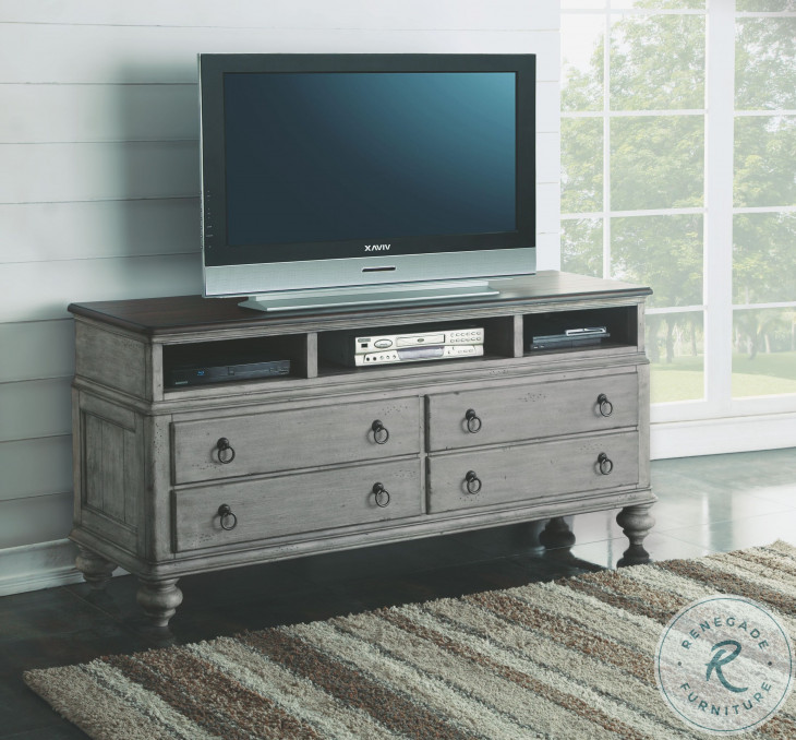 Plymouth Distressed Graywash Entertainment Console From FlexSteel ...