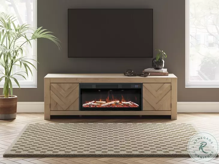 Cayboni Tan 71" TV Stand with Electric Fireplace From Ashley Furniture ...