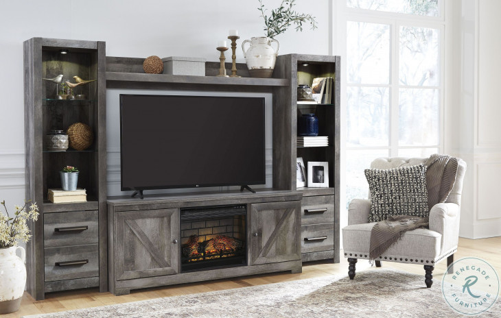 Wynnlow Gray 4 Piece Entertainment Center with Fireplace from Ashley ...