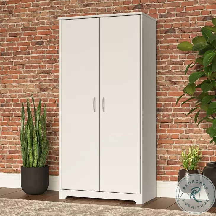 Cabot White Tall Storage Cabinet with Doors From Bush Furniture ...