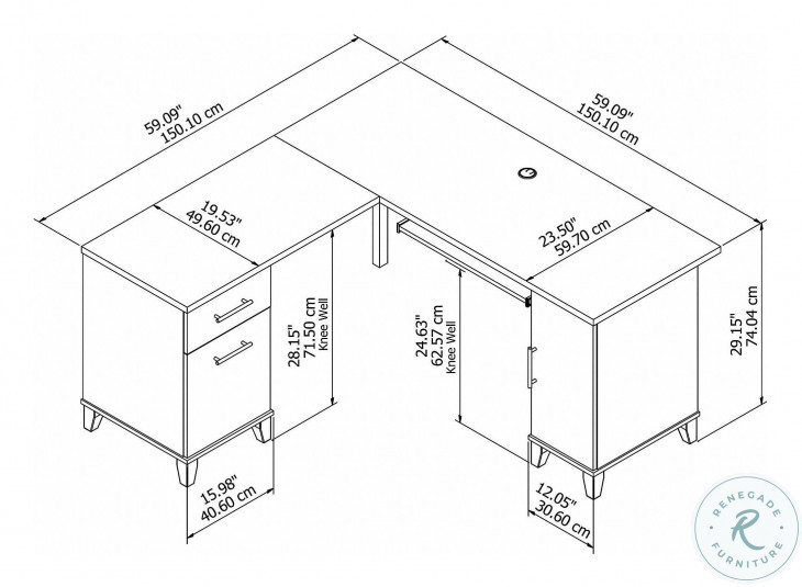 Somerset Ash Gray 60" L Shaped Desk with Storage from Bush Furniture ...