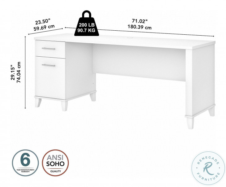 Somerset White 72 Office Desk with Drawers from Bush Furniture Coleman Furniture