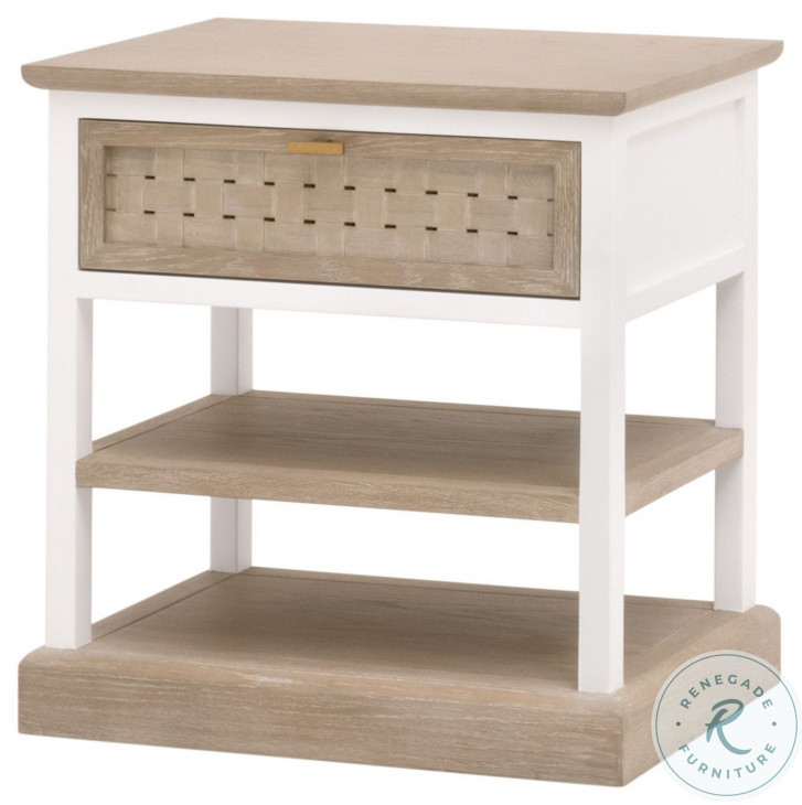 Weave Smoke Gray Oak And White Painted Oak 1 Drawer Side Table From ...