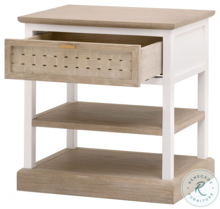 Weave Smoke Gray Oak And White Painted Oak 1 Drawer Side Table From ...