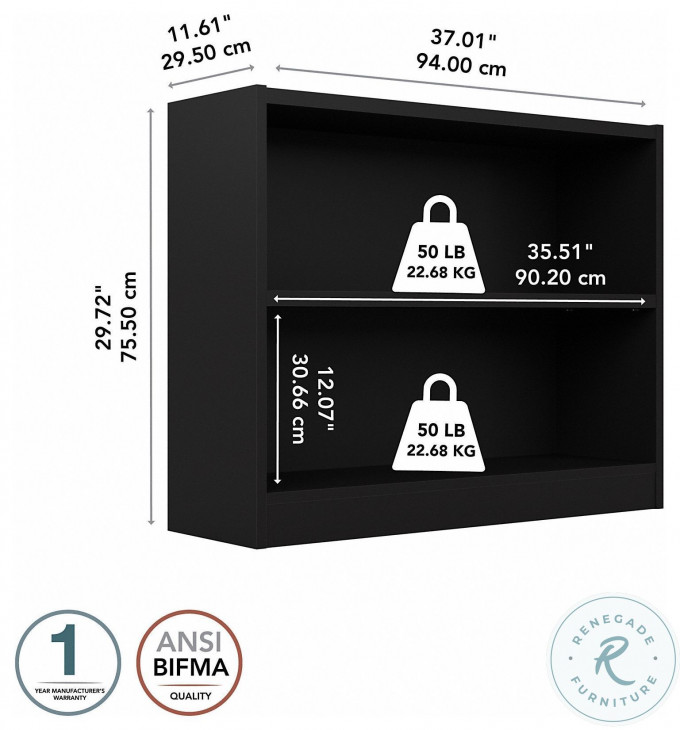 Universal Black Small 2 Shelf Bookcase From Bush Furniture | Coleman ...