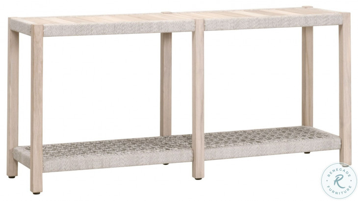 Wrap Taupe White Flat Rope And Gray Teak Outdoor Console Table From ...