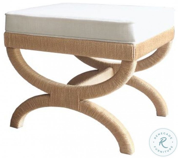 Xanadu White Linen Natural Rope Wrapped Stool From Worlds Away ...