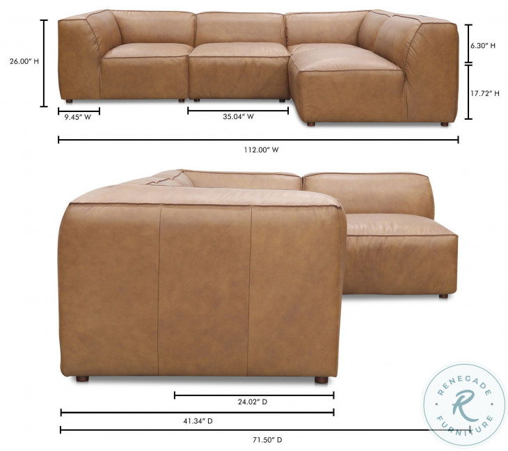 Form Tan Leather Sectional from Moes Home | Coleman Furniture