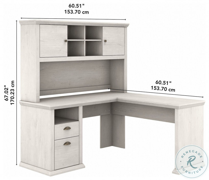 Yorktown Linen White Oak 60" L Shaped Desk with Hutch From Home Gallery ...