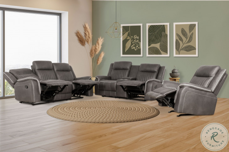 Enzo Gray Dual Reclining Sofa From New Classic | Coleman Furniture