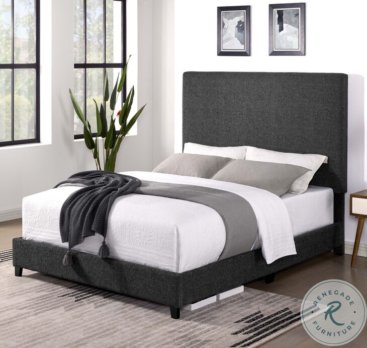 Bridger Charcoal Grey Queen Upholstered Platform Bed From Legends ...