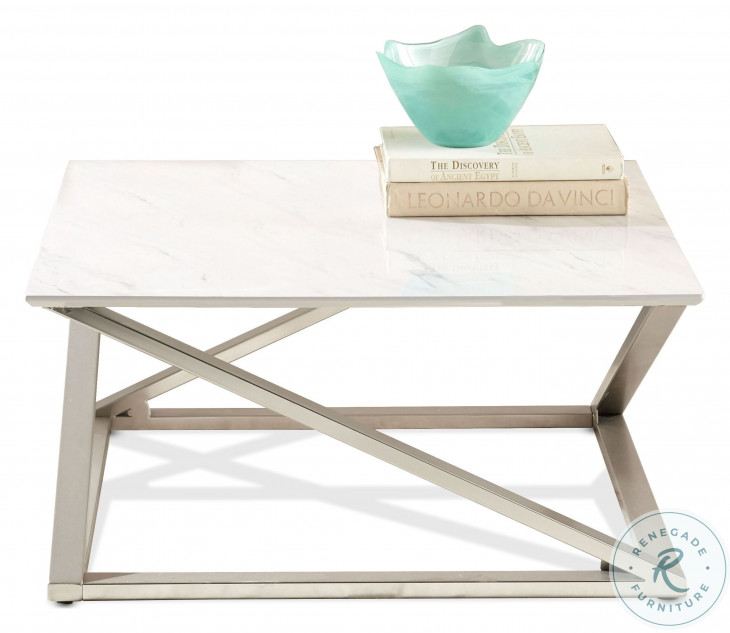 Zurich White And Satin Square Cocktail Table | HomeGalleryStores.com ...
