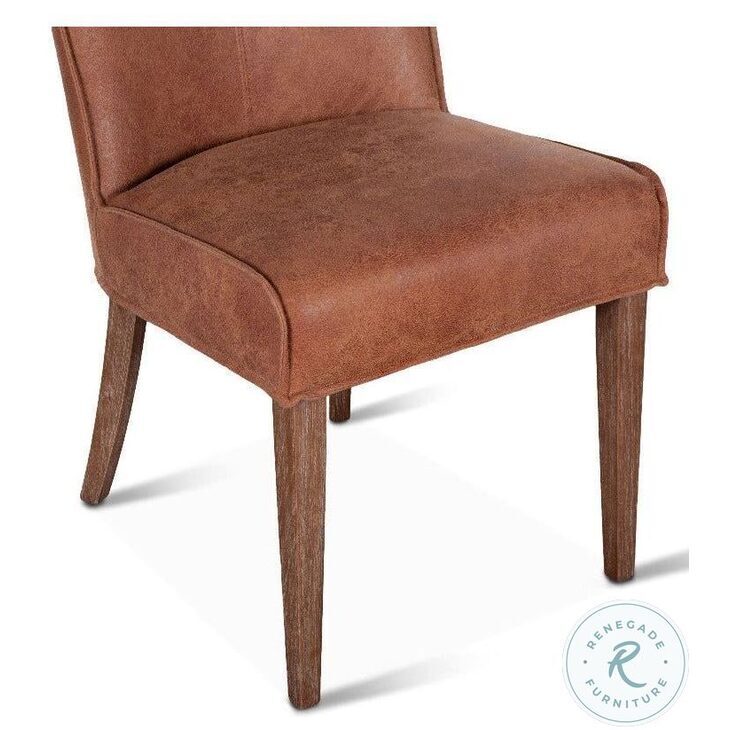 Avery Tan Leather Side Chair with Weathered Oak Legs Set Of 2 From ...