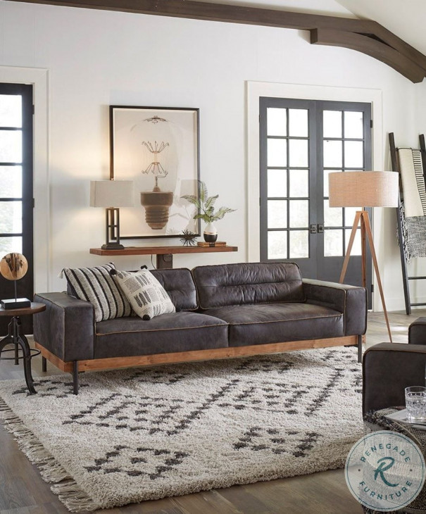 Chiavari Matte Black Leather Living Room Set