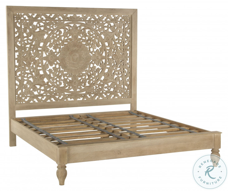 Haveli Natural Whitewash Queen Platform Bed from World Interiors ...
