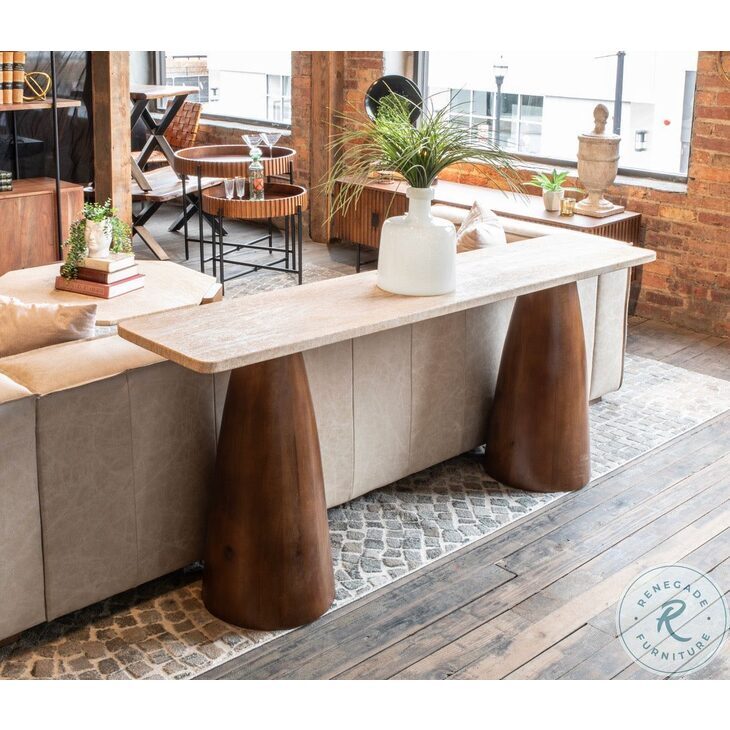 Harbor Travertine and Walnut 72" Console Table From World Interiors ...