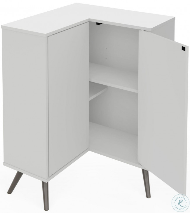 Krom White Corner Storage Unit from Bestar | Coleman Furniture