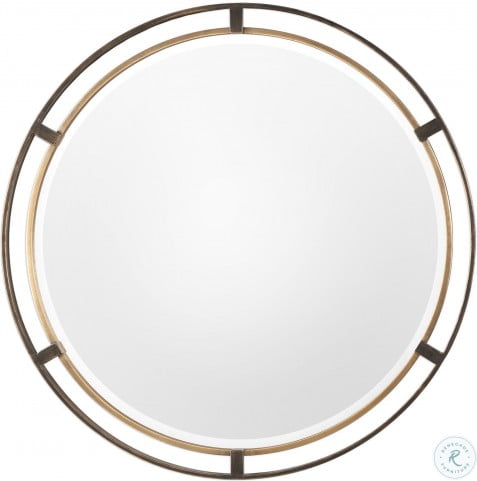 Carrizo Distressed Rustic Bronze Round Mirror from Uttermost | Coleman ...