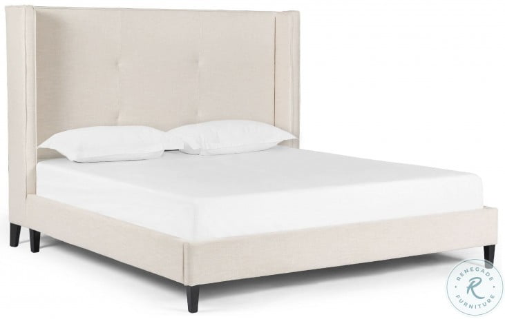 Easton Cambric Ivory Fabric Madison King Upholstered Panel Bed From ...