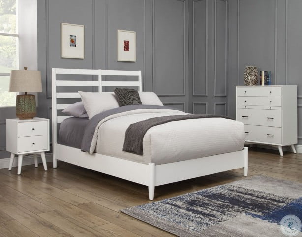 Flynn Retro White King Panel Bed from Alpine | Coleman Furniture