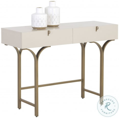 Zenn Celine Cream And Antique Brass Console Table From Sunpan | Coleman ...