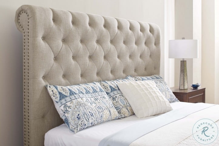 Sheridan Tan Upholstered King Platform Bed With Bench Footboard From ...