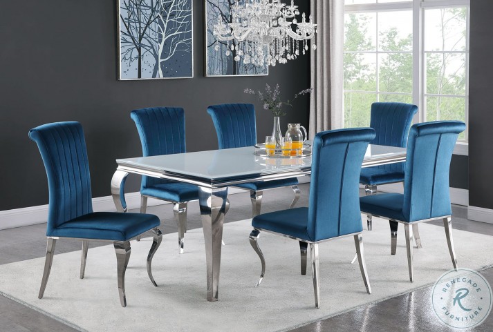 Carone White And Chrome 80" Dining Table From Coaster Furniture | Coleman Furniture