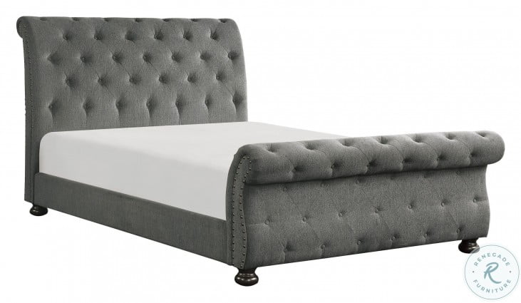 Crofton Dark Gray Queen Upholstered Panel Bed from Homelegance ...