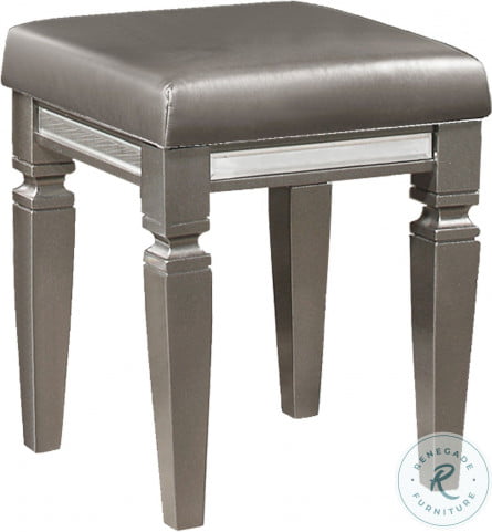 Tamsin Silver Grey Metallic Vanity Stool from Homelegance | Coleman ...