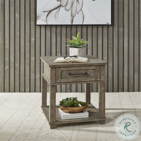 Parkland Falls Weathered Taupe Rectangular End Table from Liberty ...