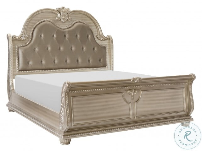 Cavalier Silver Cal. King Panel Bed from Homelegance | Coleman Furniture