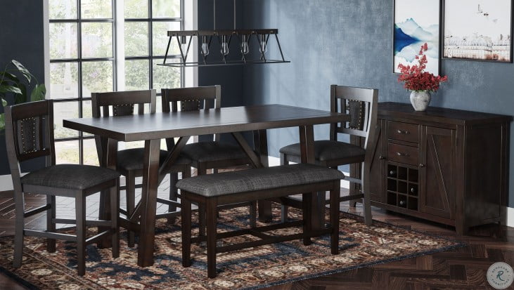 American Rustics Trestle Counter Height Dining Room Set from Jofran ...