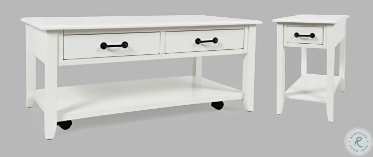 North Fork Country White 2 Drawer Sofa Table From Jofran | Coleman Furniture