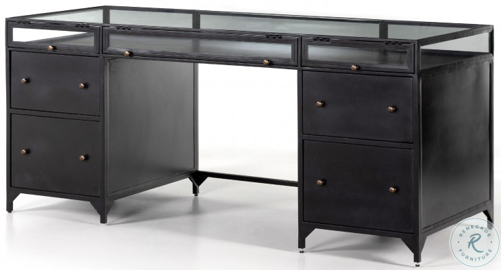 Shadow Box Black Executive Desk from Four Hands | Coleman Furniture